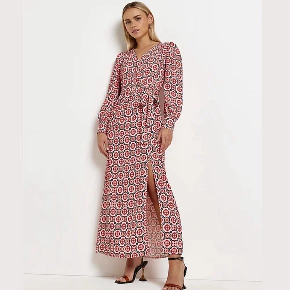 river island red floral wrap dress | Dresses Images 2025